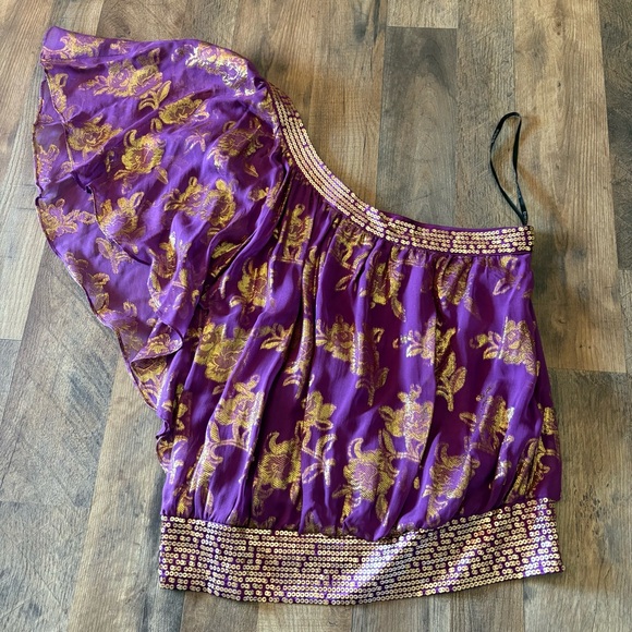 bebe | Tops | Bebe Purple And Gold Sequin Top | Poshmark